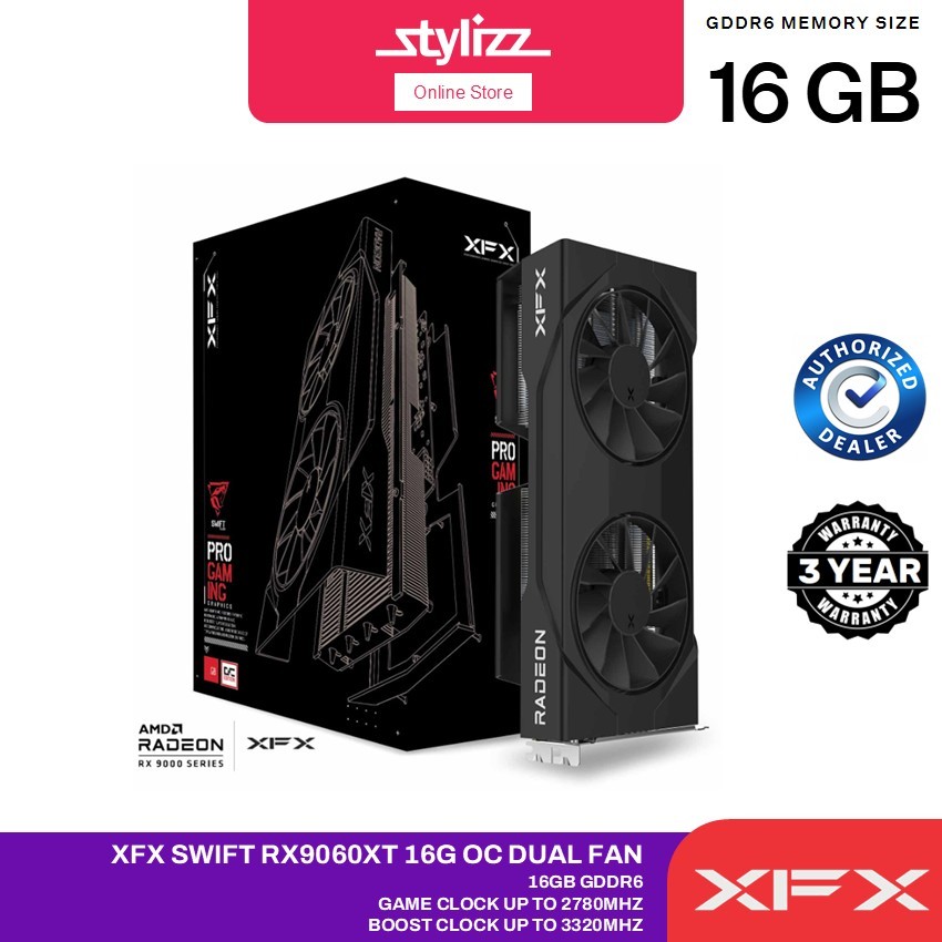 XFX Swift AMD Radeon RX 9060 XT OC Dual Fan Gaming Edition 16GB | 8GB ...