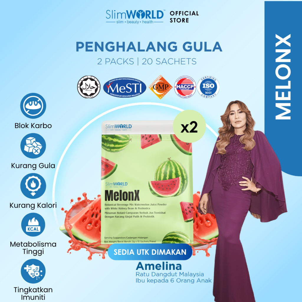 (2 PACKS) SlimWorld MelonX Juice Powder Slimming Powder Carbo Blocker ...
