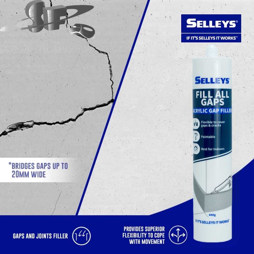 SELLEYS FILL ALL GAPS, ACRYLIC GAP FILLERS, 440G, WHITE COLOUR | Shopee ...