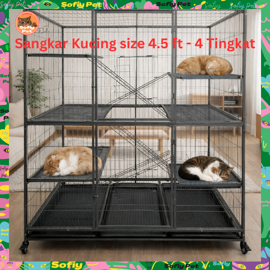 (Saiz XXXL) Sangkar Kucing size 4.5 ft - 4 Tingkat / Big Cat Cage size ...