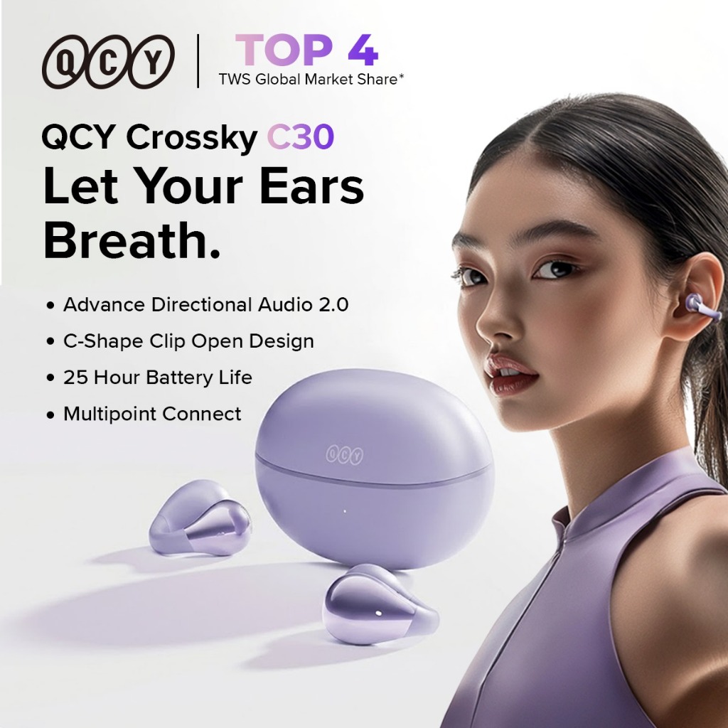 QCY Crossky C30 Ear-Clip Open Ear TWS Earphones Bluetooth 5.4 For ...