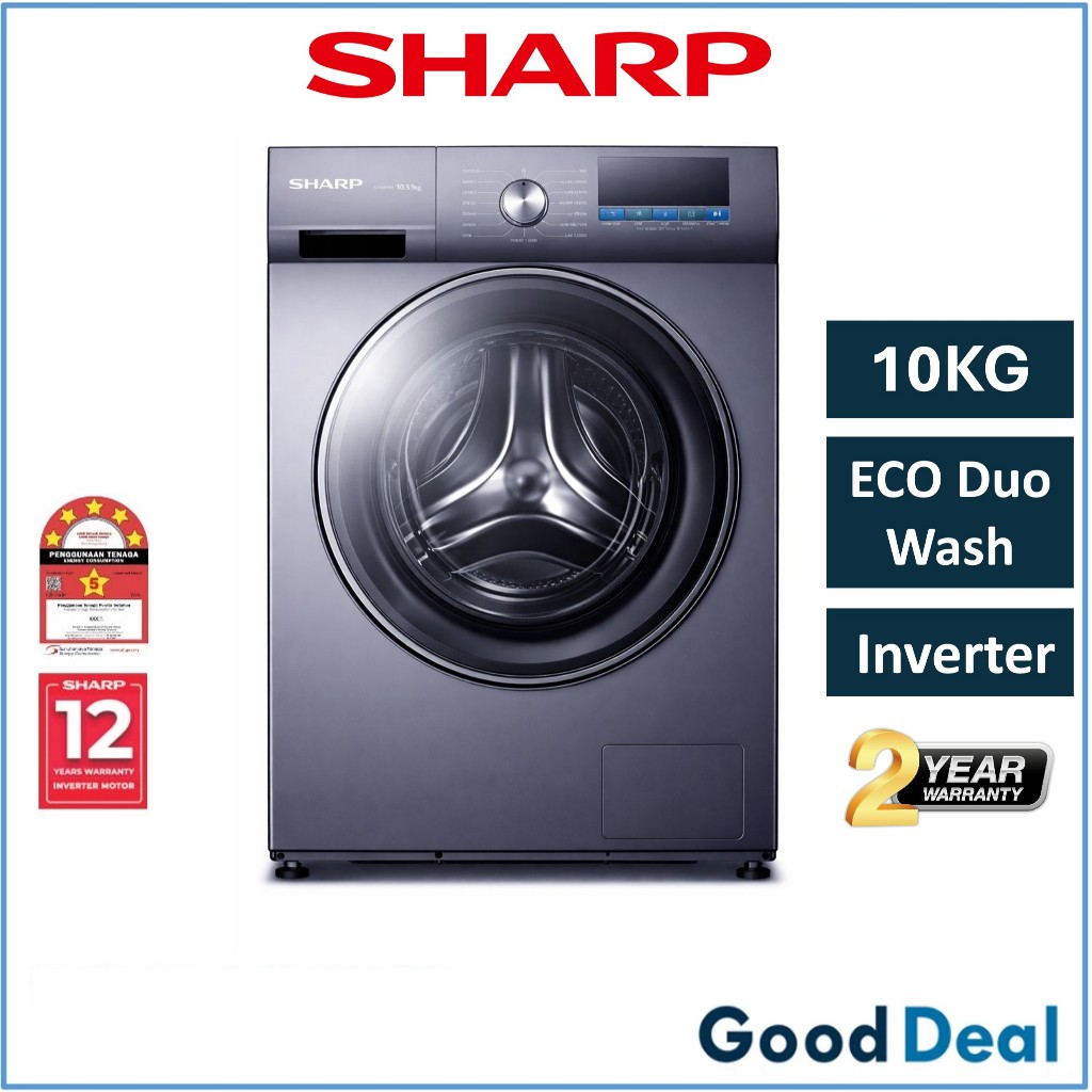 Sharp ESFX10APB 10KG / ESFH8AMB 8KG / ESFX7APG 7KG Inverter Front Load ...