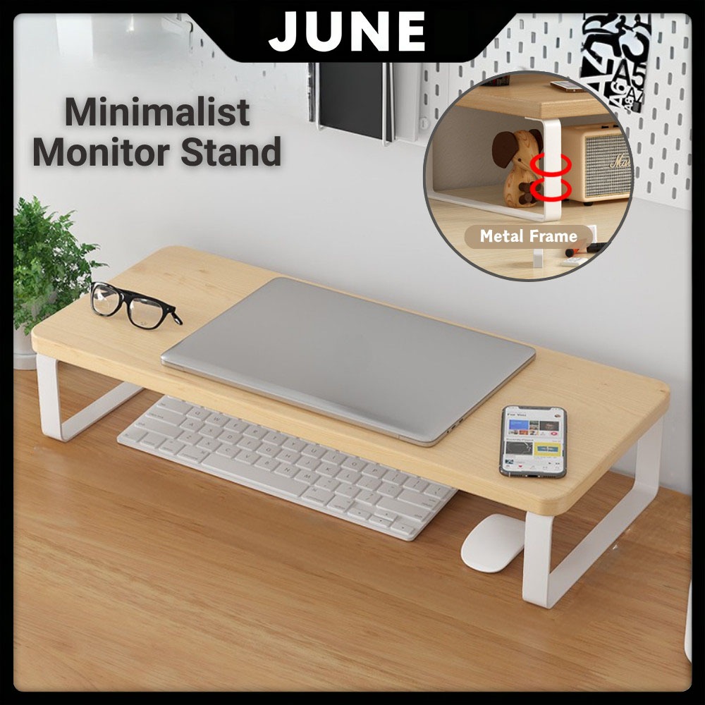 June Computer Monitor Stand Wooden Desktop PC Rack Table Organizer ...
