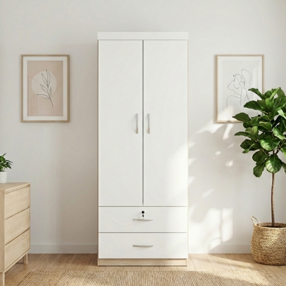 Furniture Direct LIBERTY 2 Door 2 Drawer Wardrobe With Key Lock Cabinet ...