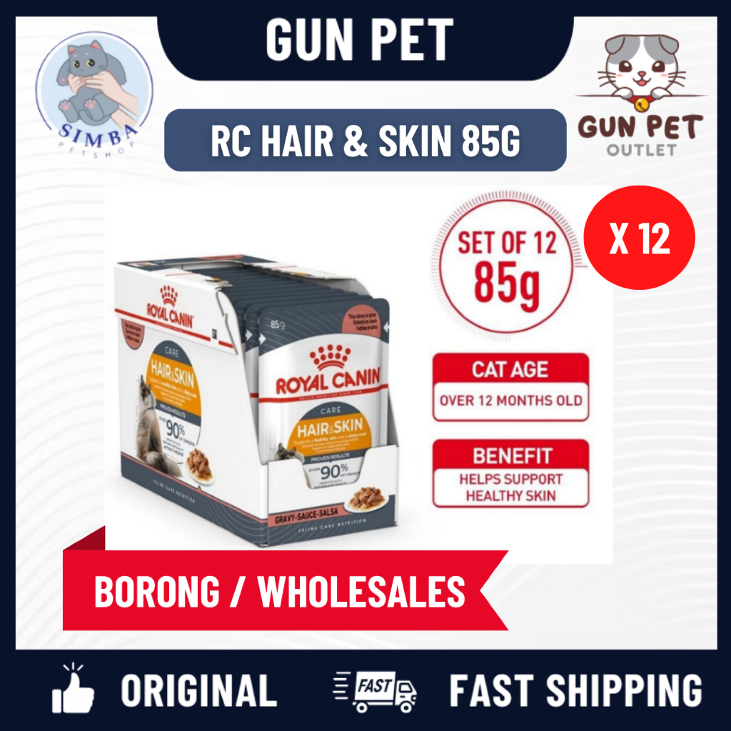 Gun Pet Borong Royal Canin Wet Food Pouch Makanan Basah RC Hair & Skin ...