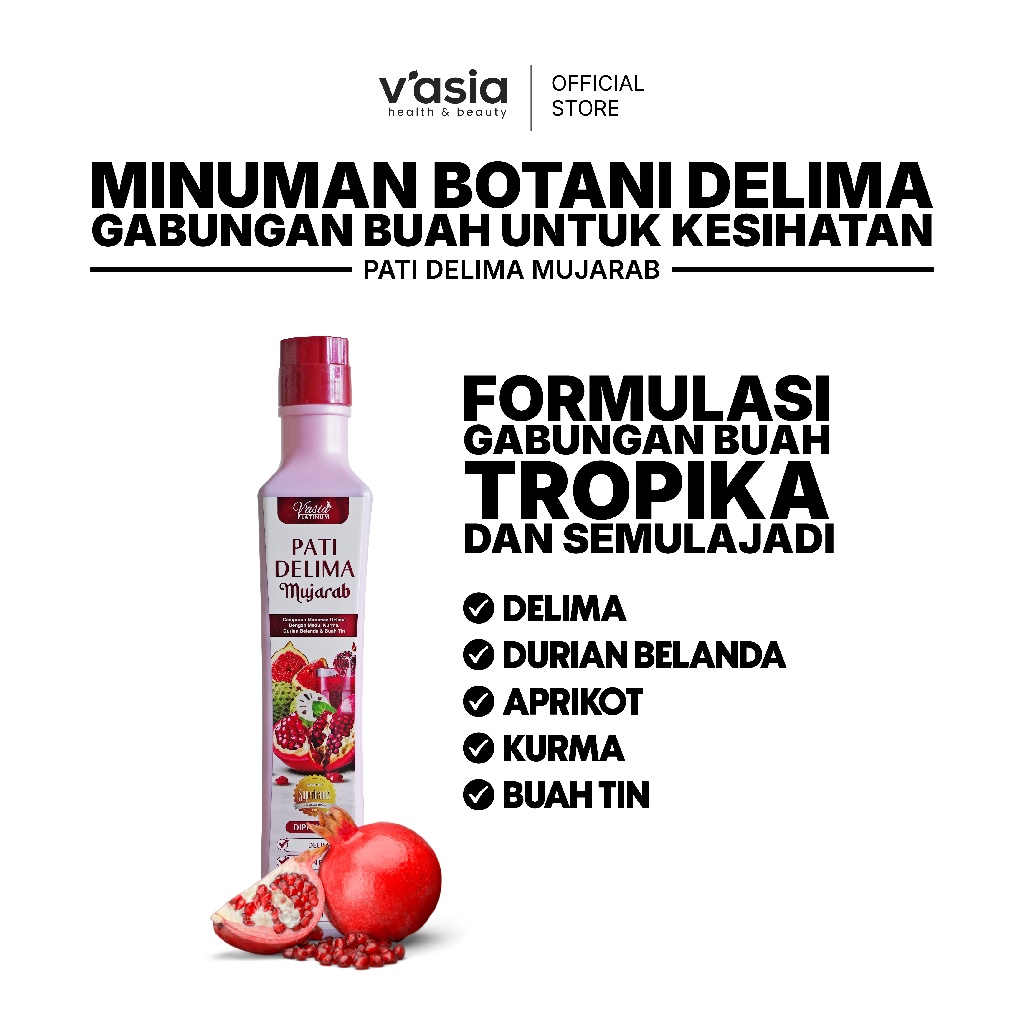 V'ASIA PATI DELIMA - CAMPURAN MINUMAN DELIMA DENGAN MADU, KURMA, DURIAN ...