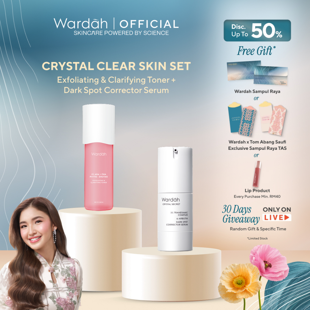 Crystal Clear Skin Set - Wardah Crystal Secret Exfoliating Toner + Dark ...