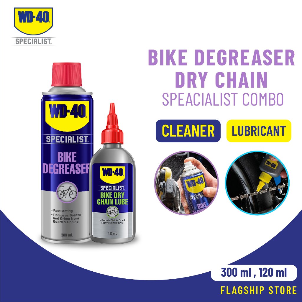 WD-40 Specialist Bike Degreaser 300ml + Bike Dry Chain Lube 118ml Combo ...