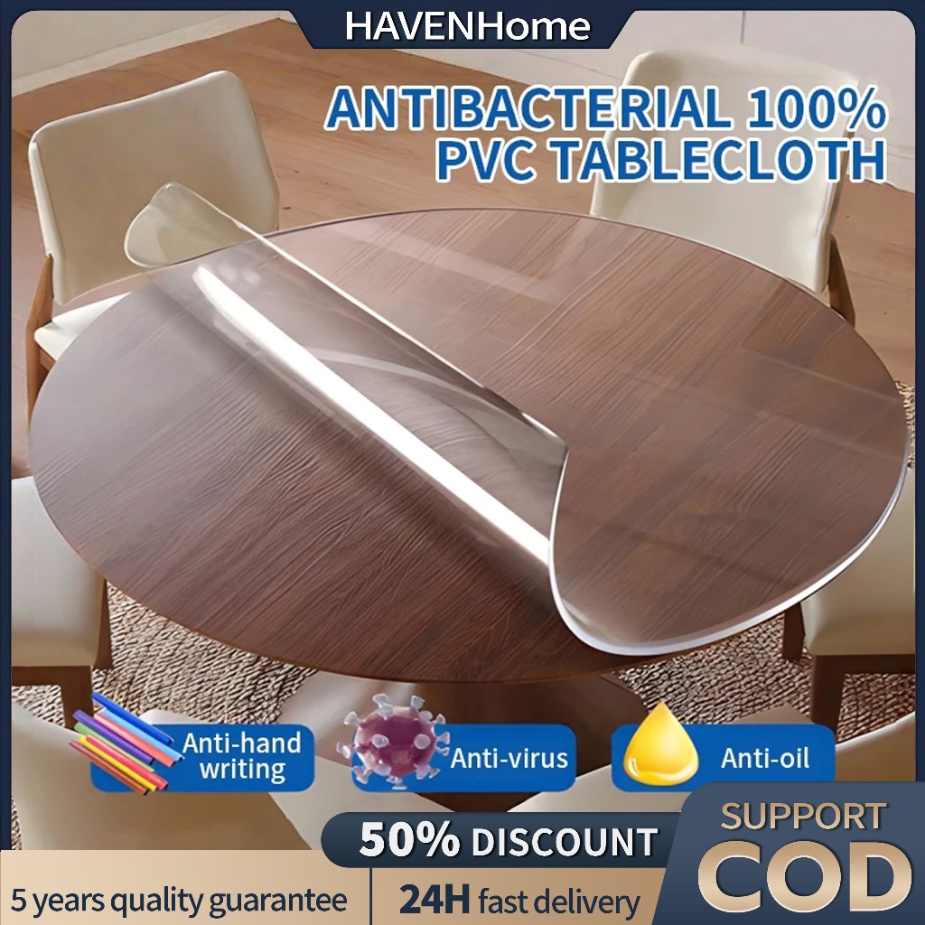 4/6/8/10 Seater Transparent Round Alas Meja PVC Table Mat Tablecloth ...