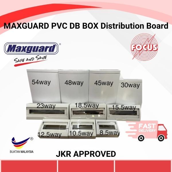 MAXGUARD PVC DB BOX Distribution Board 10.5WAY/14WAY/18.5WAY/23WAY ...