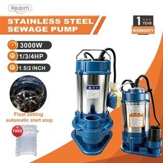 REAIM Submersible Water Pump Automatic Stainless Steel 2hp 2250W Sewage ...