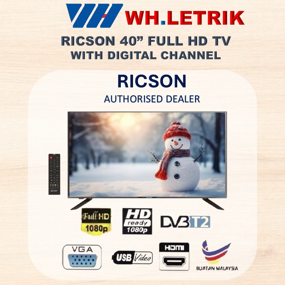 Ricson 40" LED TV with DTV Function (1 Year General Warranty) | Shopee ...