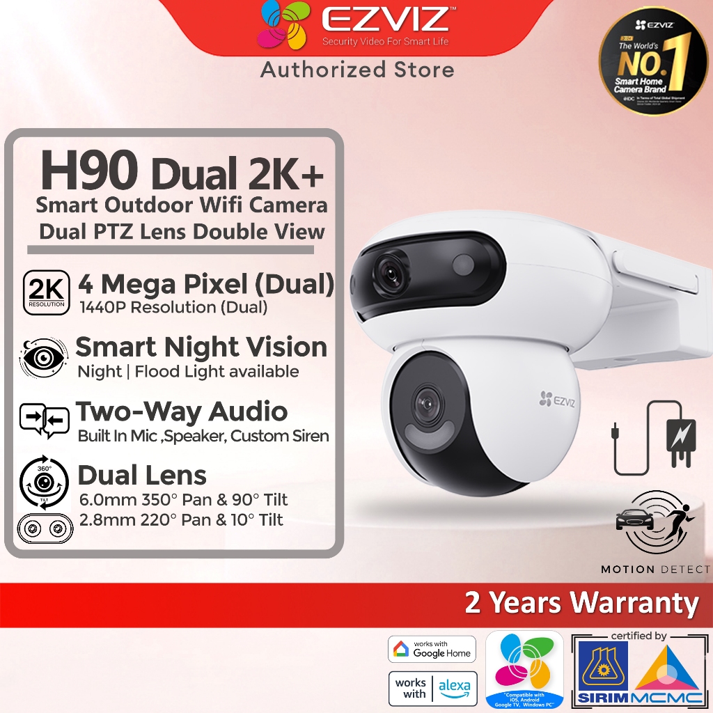 EZVIZ H90 4MP Dual Lens PTZ Outdoor CCTV WiFi Security Camera ...