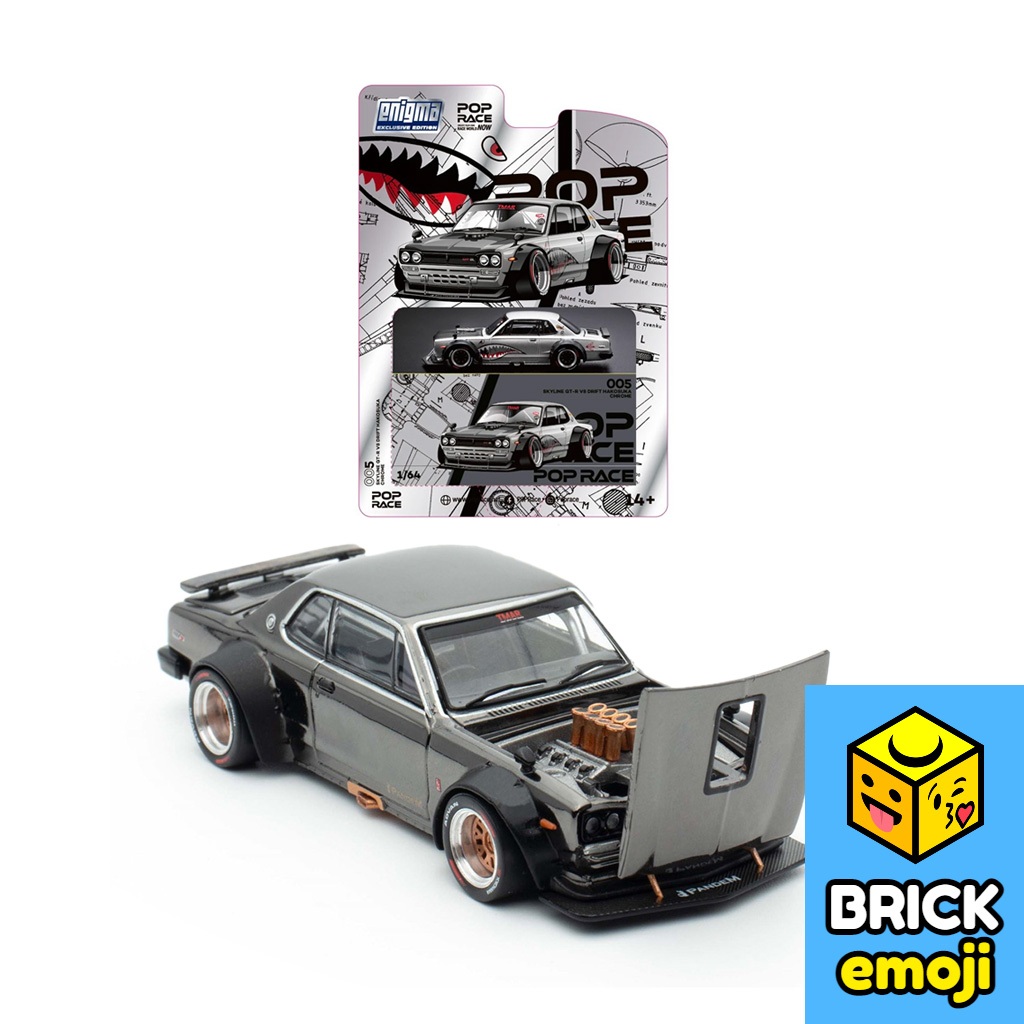Pop Race x Enigma Exclusive PRE005 Skyline GT-R V8 Drift Hakosuka (Blister Packaging) 1/64 ...