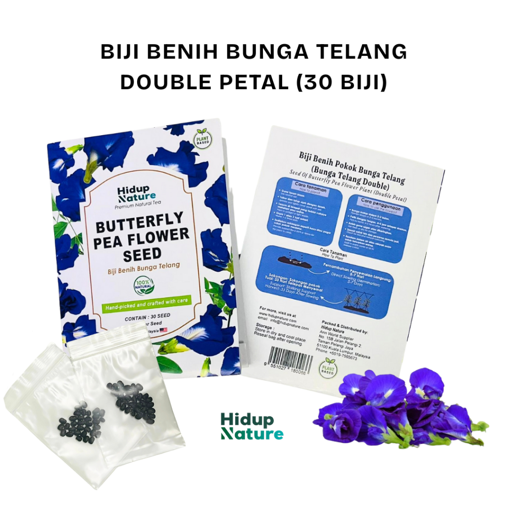 Biji Benih Bunga Telang DOUBLE | Butterfly Pea Flower Seeds DOUBLE ...