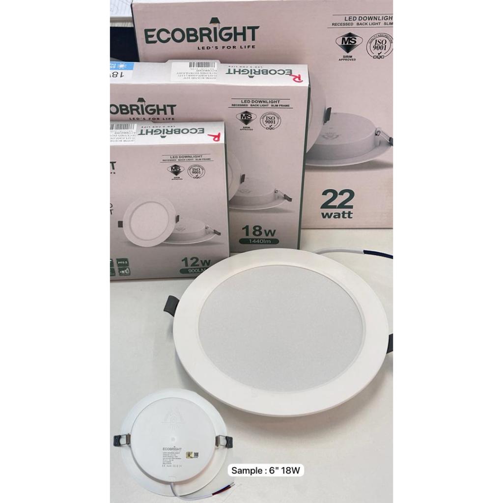 ECOBRIGHT EB333 Round 12W 4" / 18W 6" / 22W 8" LED Recessed Downlight ...