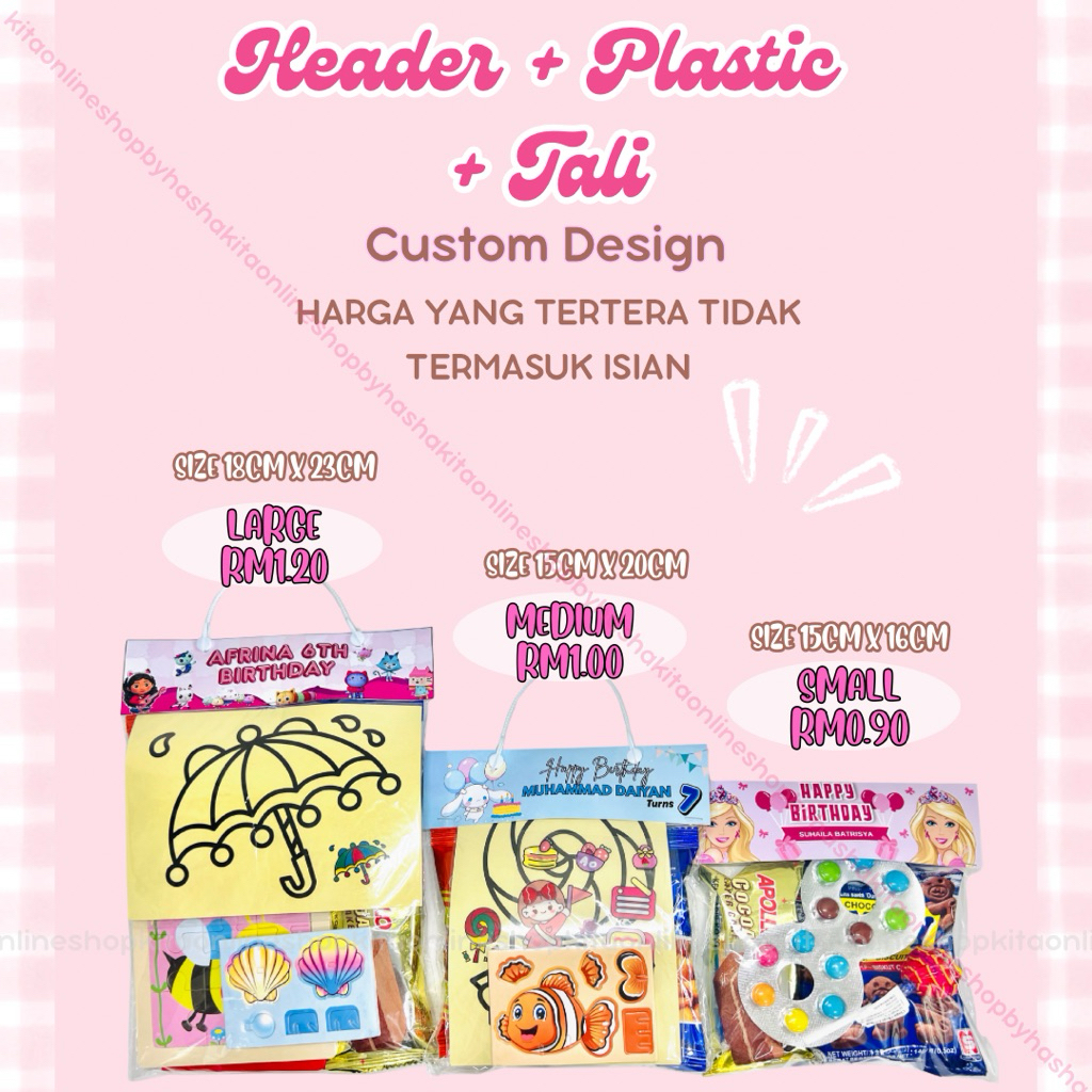 Custom Doorgift Header I Birthday Party Goodies I Header Card I Tag ...