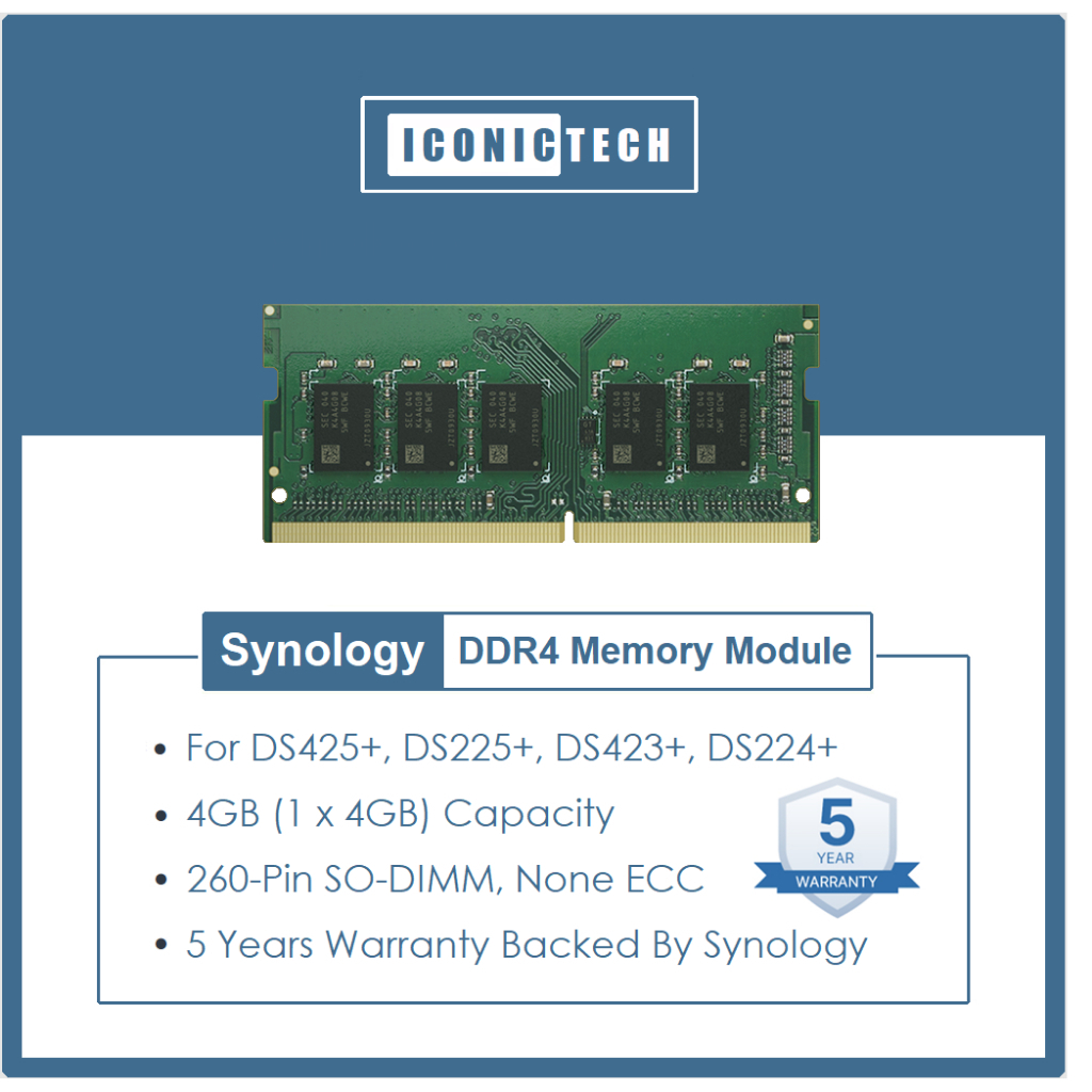 SYNOLOGY 4GB DDR4 2666 MHZ SODIMM MEMORY MODULE-4GB NONE-ECC (D4NS01-4G ...