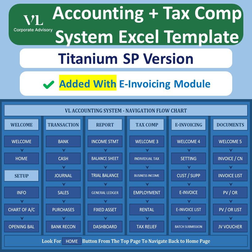 VL Accounting + Tax Computation System Excel Template Full Set Accounts ...