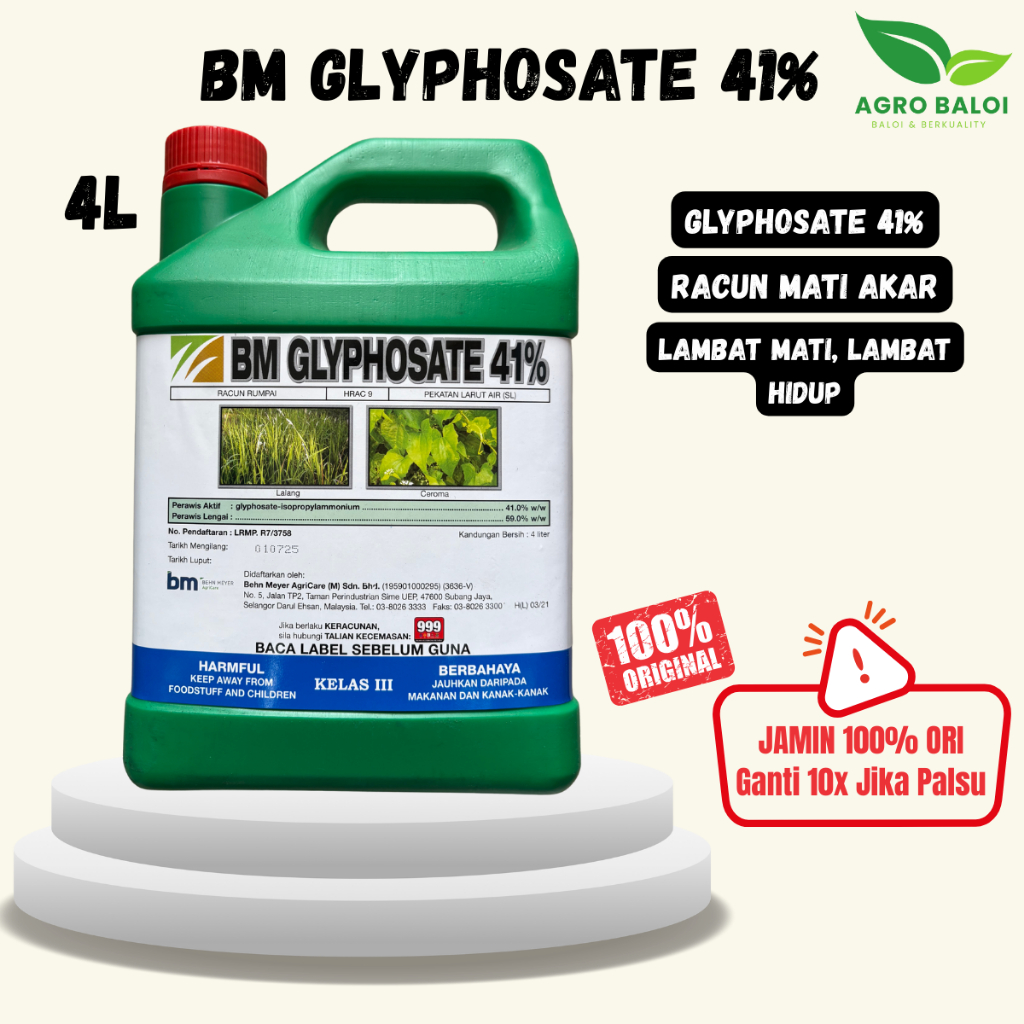 [BM GLYPHOSATE 41% 4L] Racun Rumput/Rumpai. Glyphosate 41% Racun Rumput ...