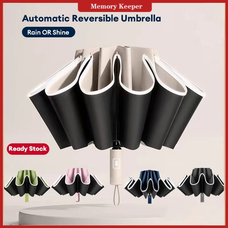 Automatic Reverse Umbrella With Reflective Stripe Foldable Sun umbrella ...