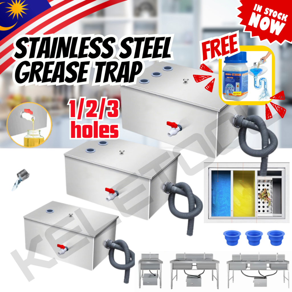 KELETOOL Grease Trap Oil Filter Perangkap Minyak Stainless Steel Grease ...