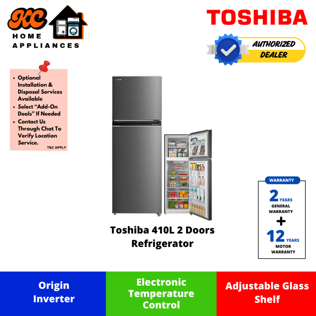 Toshiba 410L 2 Doors Refrigerator | Origin Inverter | Pure Bio | GR ...