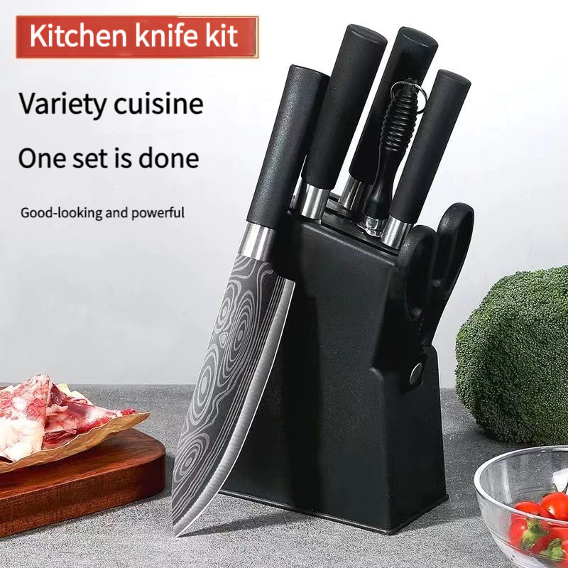 Stock｜7In1 Knife Set Cleaver Slicing Chef Knife Scissors Sharpener ...