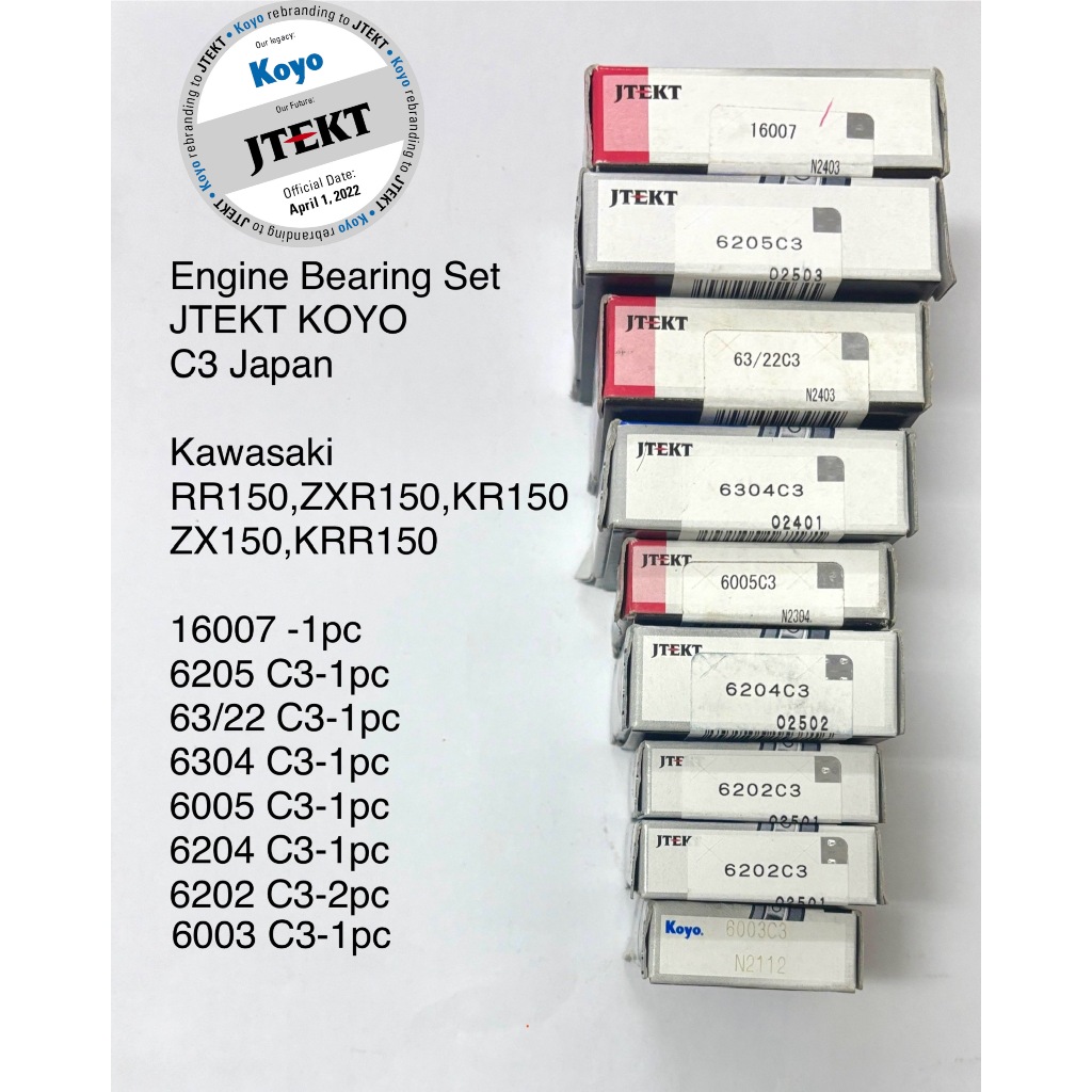 KAWASAKI RR150,ZXR150,ZX150,KR150,KRR150 ENGINE BEARING SET JTEKT KOYO ...
