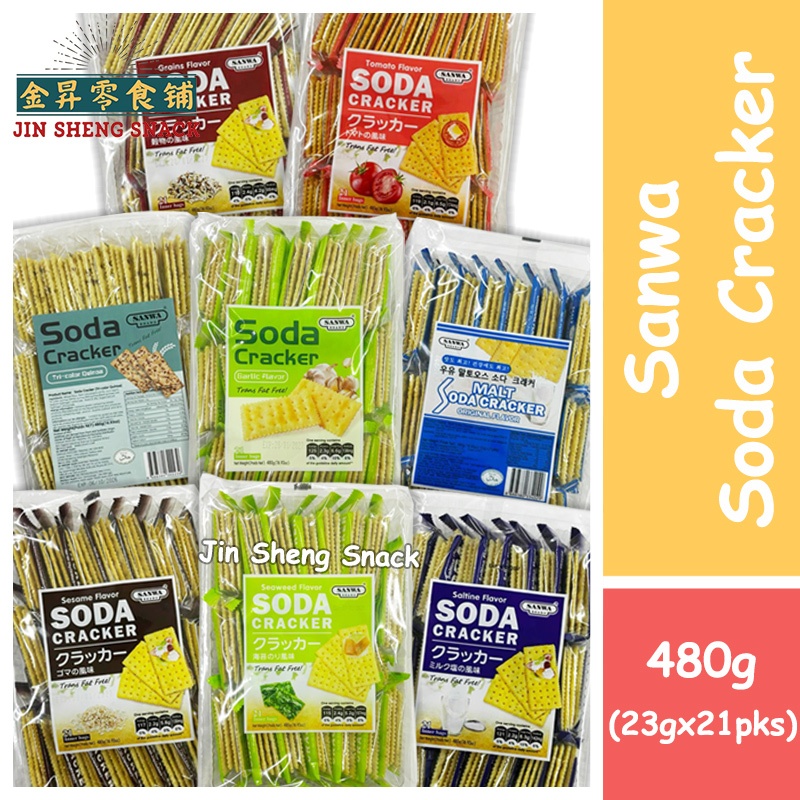 Sanwa Soda Cracker 苏打饼 480g (23g x 21pks) 【Original, Saltine, Garlic ...