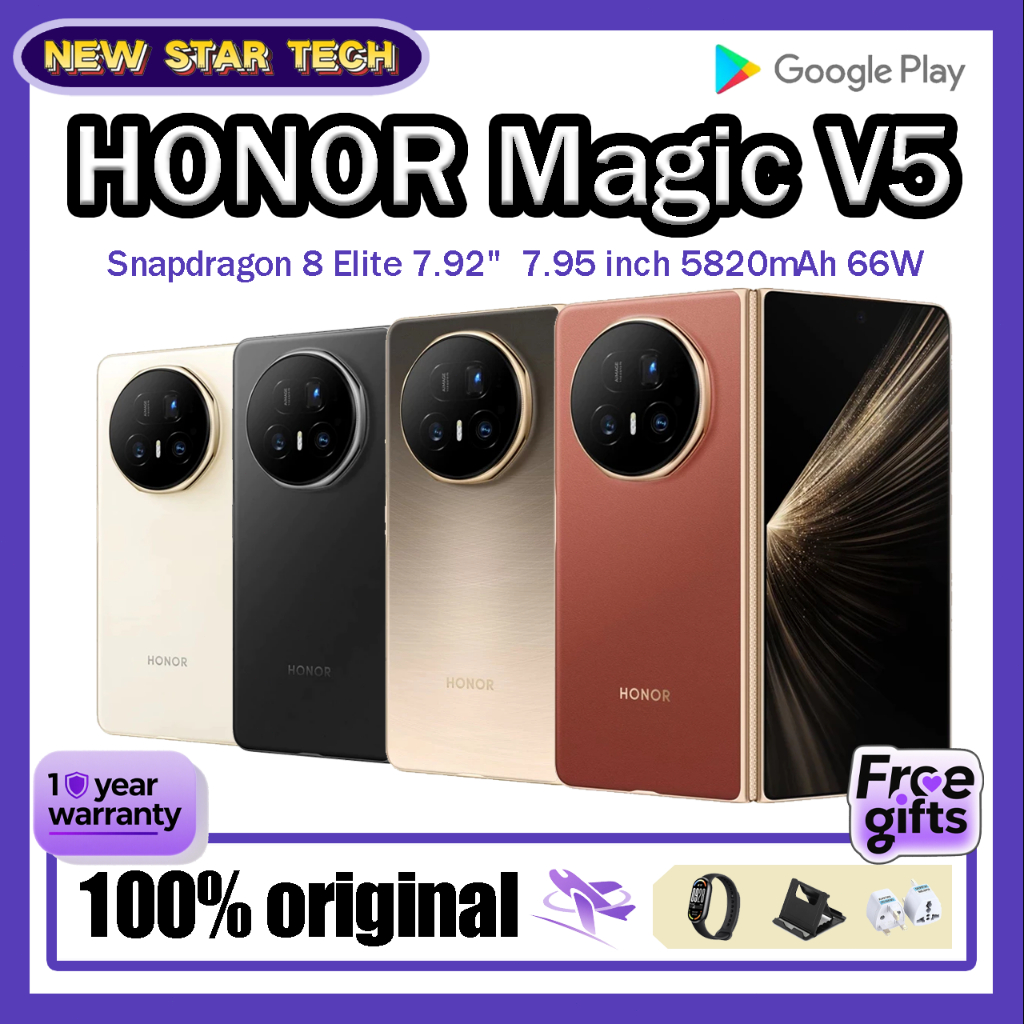 Honor Magic V5 Fold Phone Snapdragon 8 Elite 7.95 inch 5820mAh 66W ...