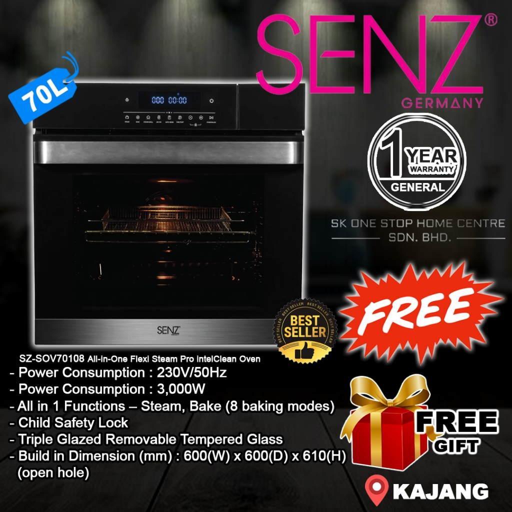 Promo | SENZ SZ-SOV70108 70L All in One Flexi Steam Pro intelClean Oven ...