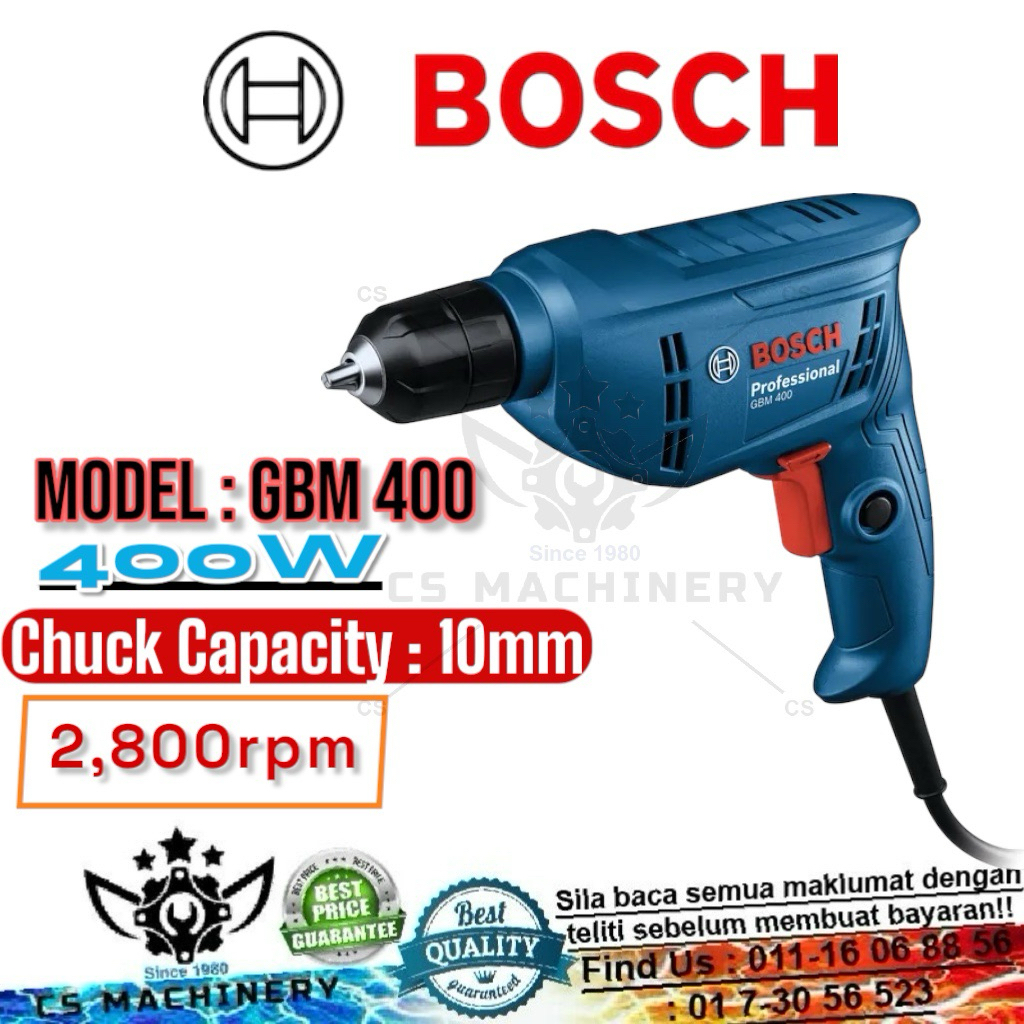 Bosch GBM400 / GBM 400 Professional Hand Drill 400w | Shopee Malaysia