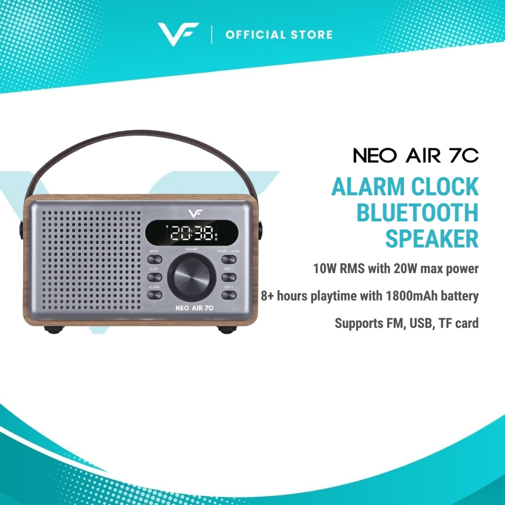 Vinnfier VF Neo Air 7C Digital Alarm Clock Portable Bluetooth Speaker ...