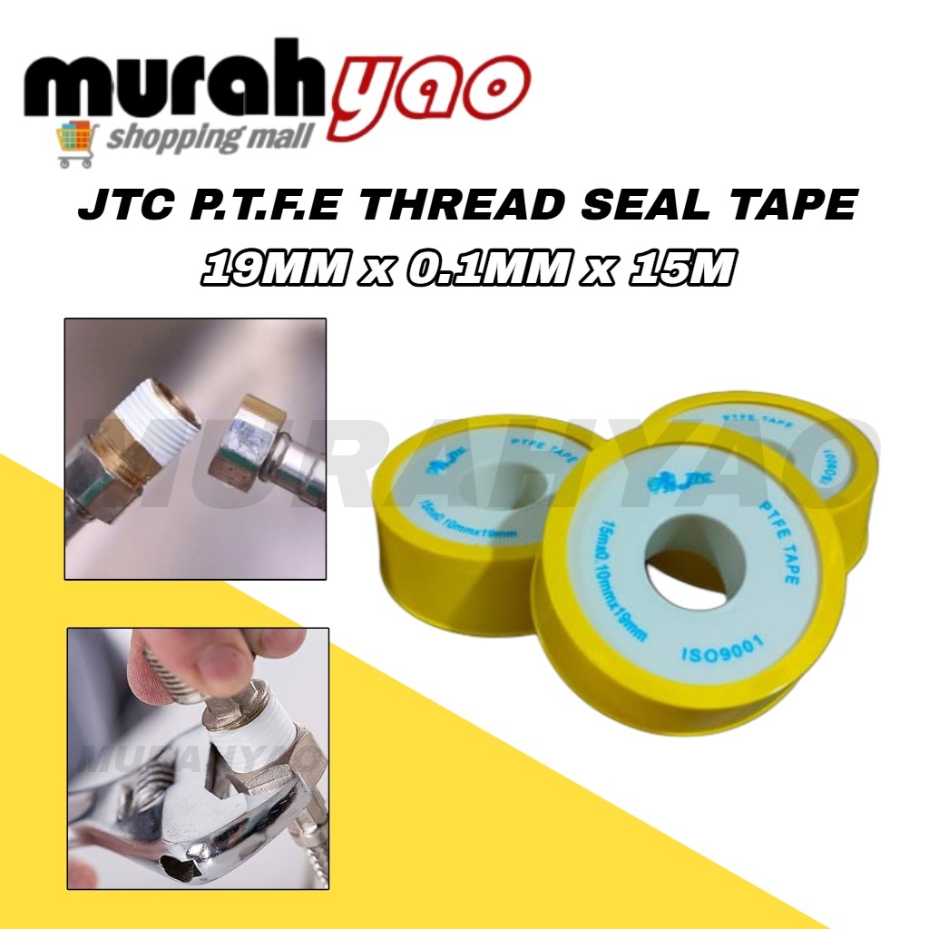 (1 Pcs) JTC 19mm x 0.1mm x 15M P.T.F.E Thread Seal Tape Pipe Sealing ...
