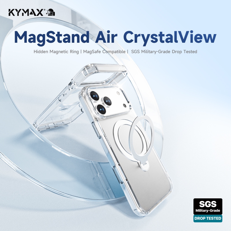 KYMAX MagStand CrystalView Case for IP 17/ 17 PRO/ 17 AIR/ 17 PRO MAX ...