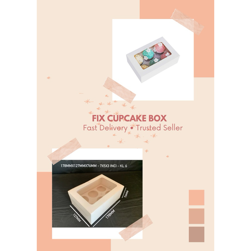 fix cupcake box 6/9/12/16/25 holes/kotak cupcake/kotak kuih | Shopee ...