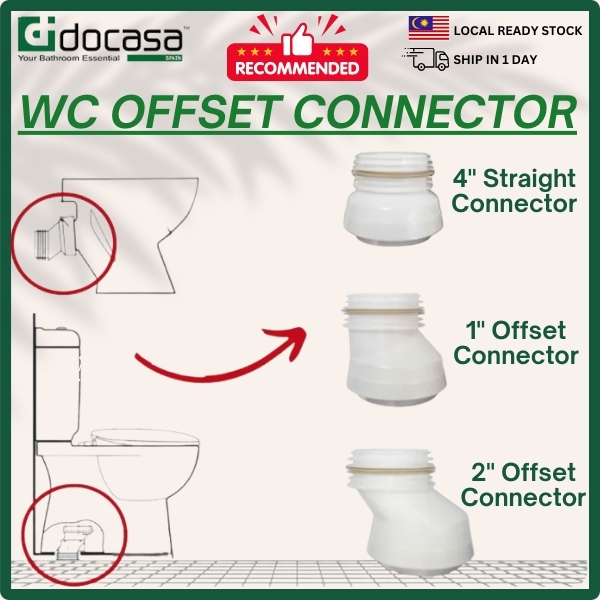 WC Offset Toilet Waste Pan Connector 4" Straight / 4" x 1" / 4" x 2 ...