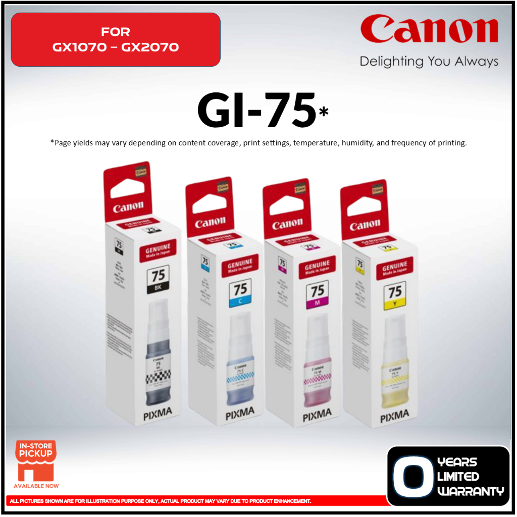 Canon GI-75 Refill Ink - Genuine Replacement For Maxify GX1070 GX2070 ...
