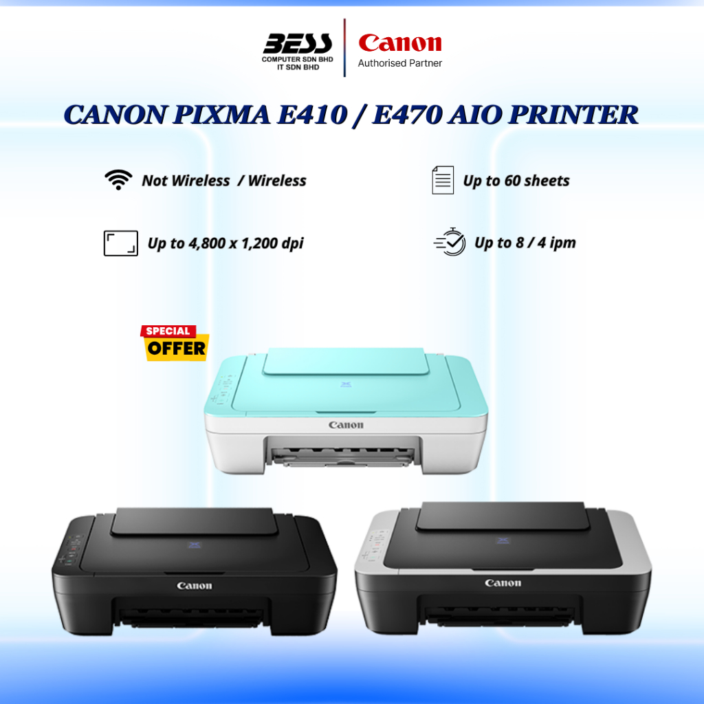 CANON PIXMA E410/E470 AIO PRINTER (GREEN WHITE/BLACK) | Shopee Malaysia