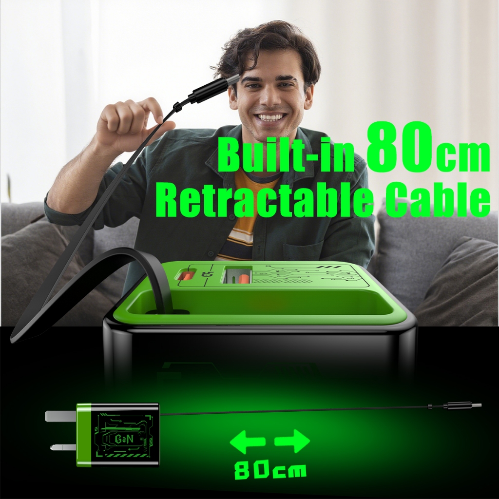 Maxwear YS-U5 80W Super Fast Charging With a Retractable Type-C Cable ...