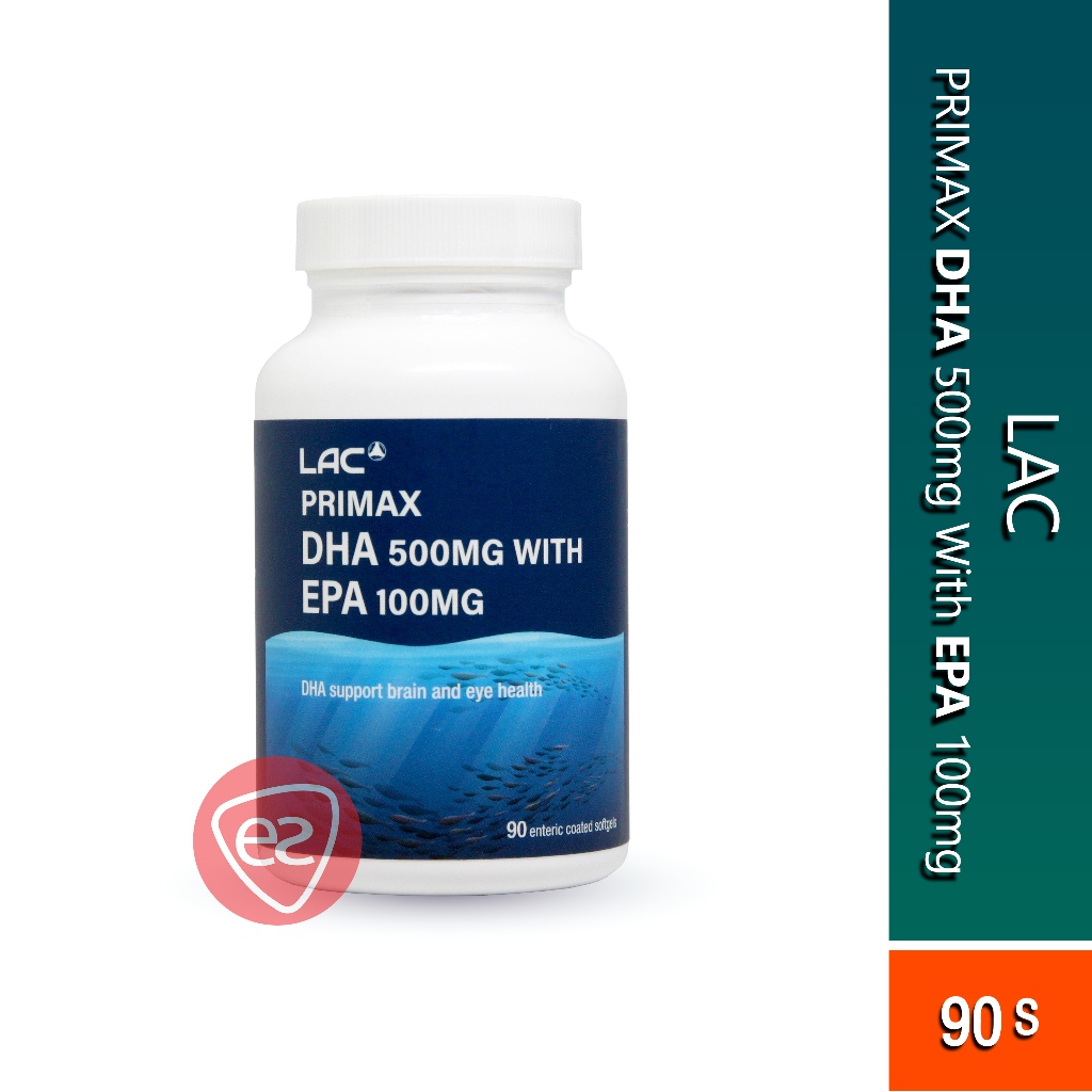 LAC Primax DHA 500mg With EPA 100mg Enteric Coated Softgel 90s | Shopee ...