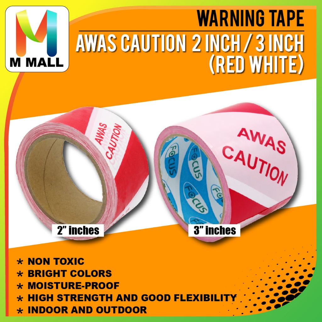 ZEBRA WARNING TAPE 2" / ZEBRA WARNING TAPE 3" (AWAS CAUTION) RED WHITE ...