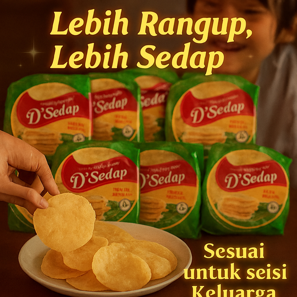 D'Sedap Keropok Papadom Halal Papadom Bulat 10pkt x 100g Kurang Masin ...
