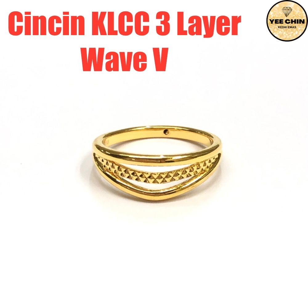 Yee Chin Cincin Emas 916 KLCC Wave V 3 Layer / Ring Gold 916 3 Layer ...