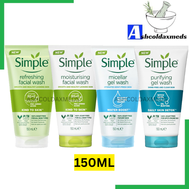 Simple Facial Wash 150ml (Refreshing/Moisturising/Micellar/Purifying ...