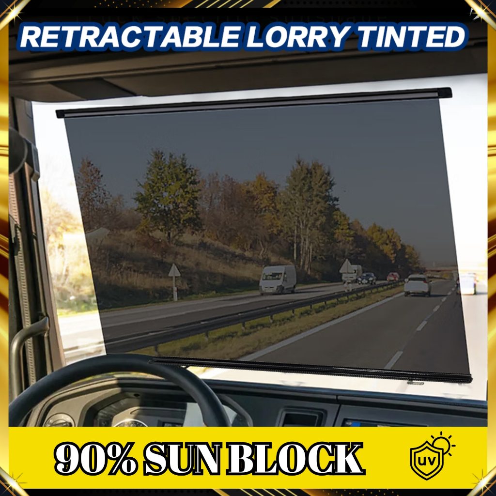 Car DIY Retractable Truck & Lorry Sunshade Black Tinted Windscreen ...