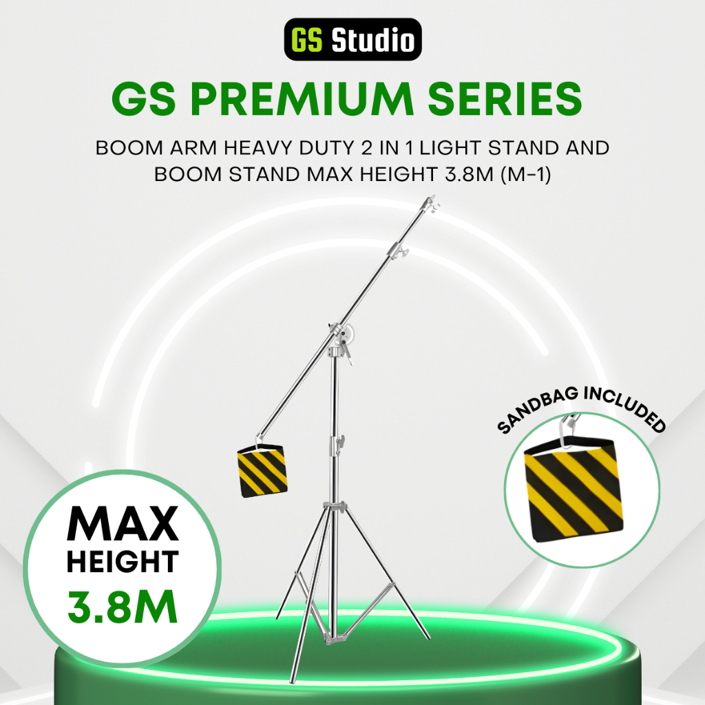 GS PREMIUM SERIES BOOM ARM HEAVY DUTY 2 IN 1 LIGHT STAND AND BOOM STAND ...