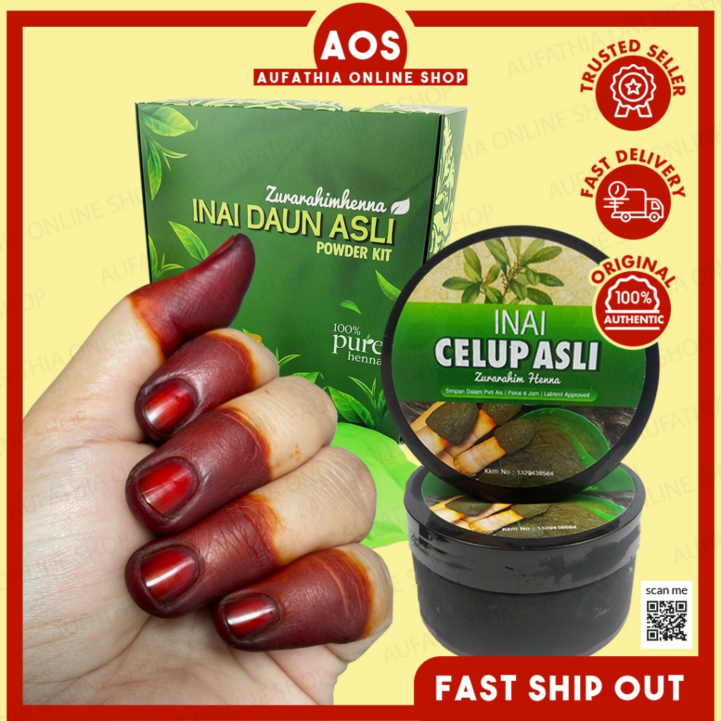 Inai Daun Asli Premium – 100% Semula Jadi, Siap Bancuh, Warna Merah ...