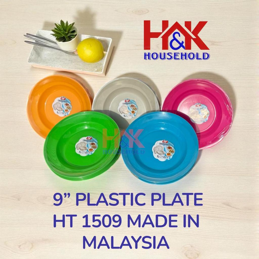 6 Pcs 9 inch Deep Plastic Plate HT1509 Pinggan Plastik Serbaguna Made ...